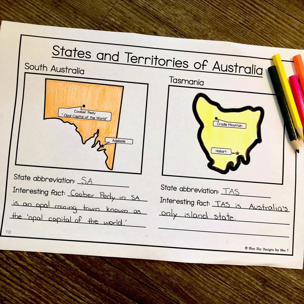Fun Map of Australia Geography Activities – Mrs T's Musings